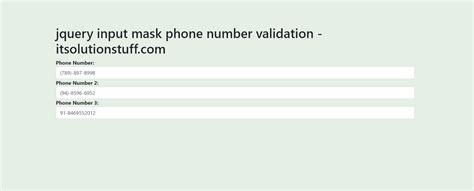 Jquery Input Mask Phone Number Validation Example