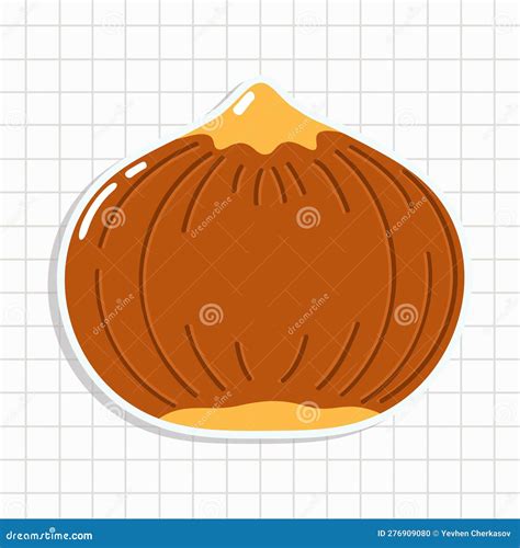 Cute Hazelnut Sticker Character Vector Hand Drawn Cartoon Kawaii