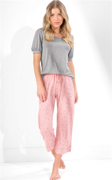 Pijama Blusa Manga Curta Com Capri Edith Rosa Compre Online