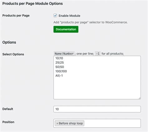 how to set the woocommerce number of products per page