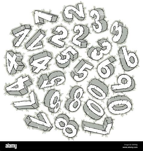 Hand Drawn 3d Numbers Stock Vector Image And Art Alamy