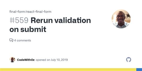 Rerun Validation On Submit · Issue 559 · Final Formreact Final Form