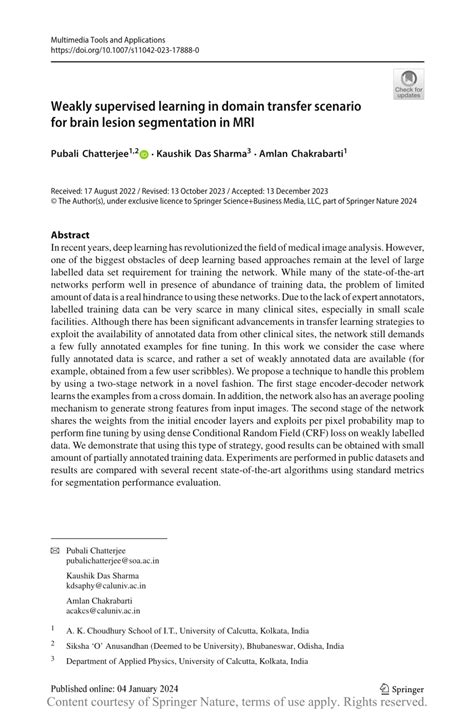 Weakly Supervised Learning In Domain Transfer Scenario For Brain Lesion