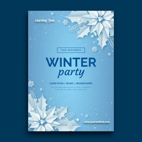 Realistic Winter Party Invitation Free Vector