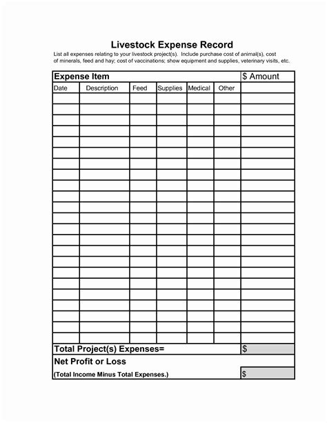 Cattle Record Keeping Template
