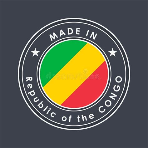 Flag Of Republic Of The Congo Round Label With Country Name For Unique National Goods Stock