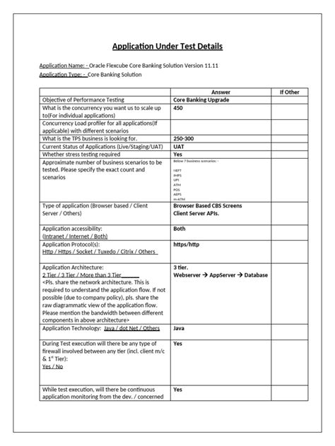 Performance Testing Questionnaire Nsdl Cbsupgrade Pdf Databases Clientserver Model