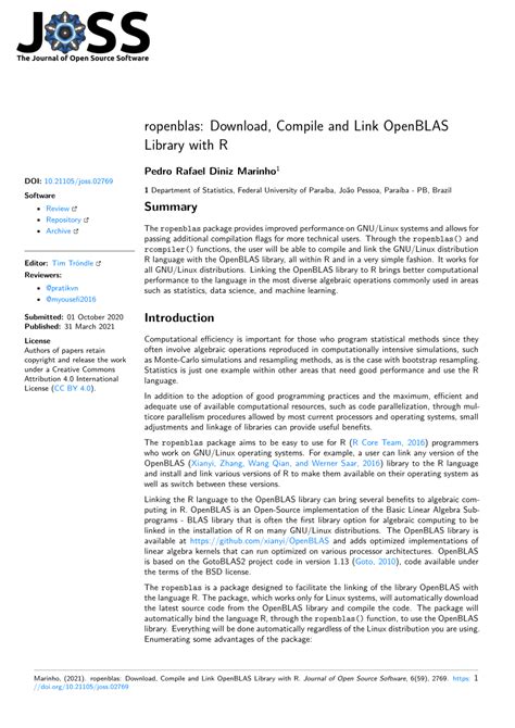 Pdf Ropenblas Download Compile And Link Openblas Library With R