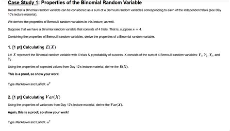 Solved Case Study I Properties Of The Binomial Random Chegg