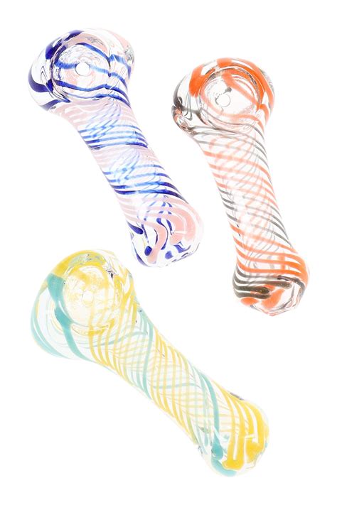 Striped Glass Spoon Pipe Pocket Swirl” 2½″ Assorted Colors Dankgeek