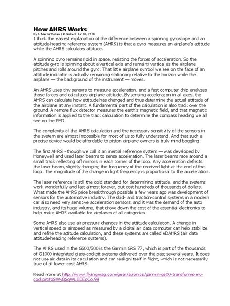 How Ahrs Works Pdf Attitude Control Gyroscope