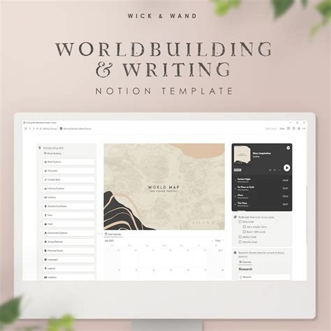 notion writing and worldbuilding template notion writing planner