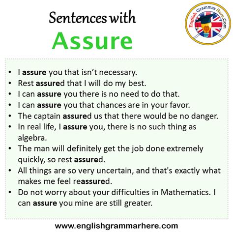 Sentences With Assure Assure In A Sentence In English Sentences For