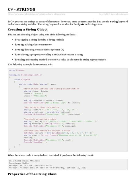 C Strings Creating A String Object Pdf String Computer Science Array Data Structure