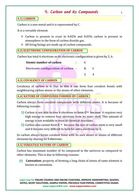 CBSE Class Science Notes Chapter Carbon And Its Compounds Science Notes Chemistry