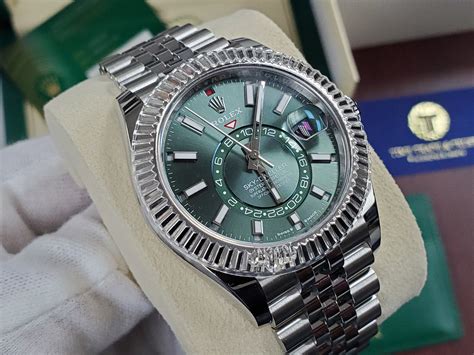 Brand New Rolex Sky Dweller 336934 Jubilee Bracelet Mint Green Full Se