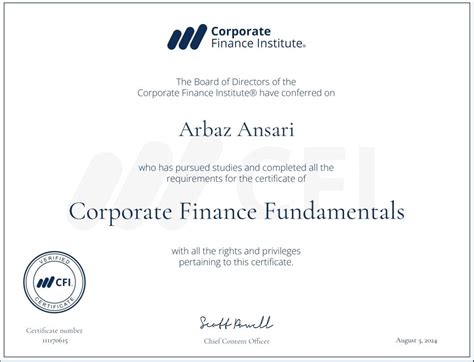 Arbaz Ansari On Linkedin I Have Successfully Completed The Corporate Finance Fundamentals Course