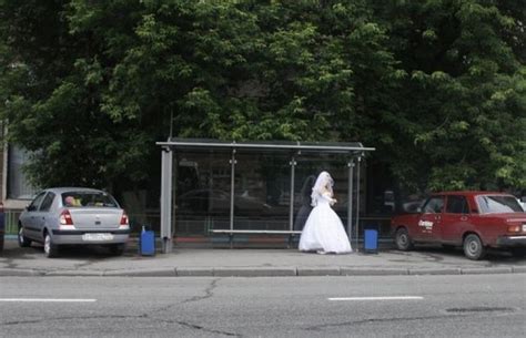 Bride At A Bus Stop