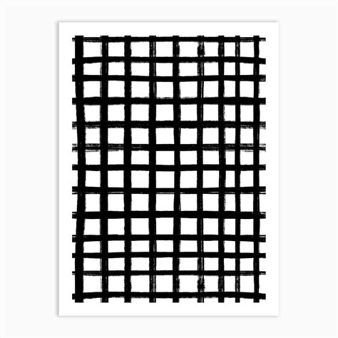 Black And White Checkered Pattern Grid Art Print By Onethreesix Fy