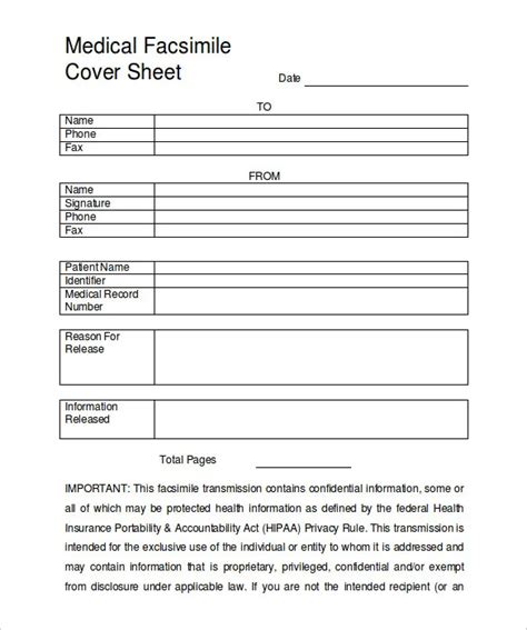 Medical Fax Cover Sheet Template Free Printable