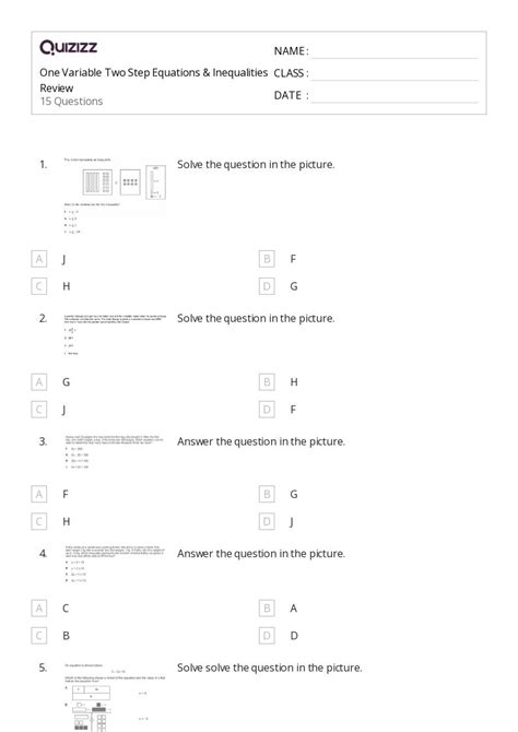 printable one variable equations worksheets for grade 7 quizizz