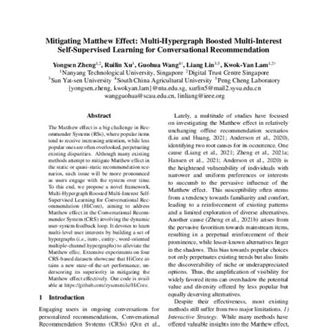 Mitigating Matthew Effect Multi Hypergraph Boosted Multi Interest Self Supervised Learning For