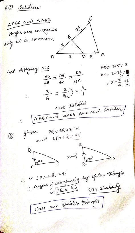 [Solved] help pls!!!. 6. Check if the triangles given below are similar. Specify which triangles ...