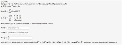 Solved Points Compute F S For The Following Functions Chegg