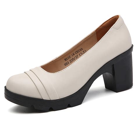 Dadawen Womens Mary Janes Platform Pumps Mid Heel Round Toe Slip On