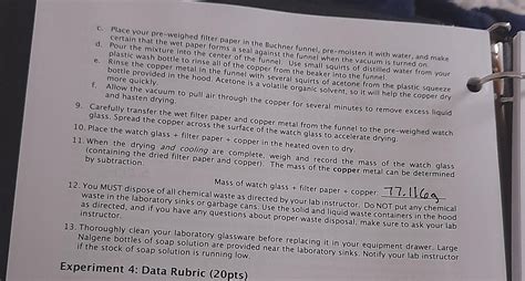 solved experiment 4 procedures and data sheet allowed on