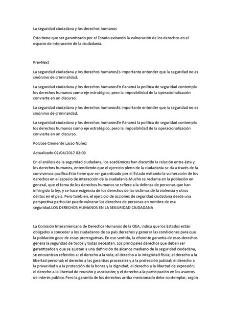 La Seguridad Ciudadana Y Los Derechos Humanos Pdf La Violencia Contra Las Mujeres Convenio
