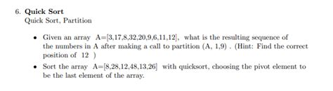 Solved 6 Quick Sort Quick Sort Partition Given An Array