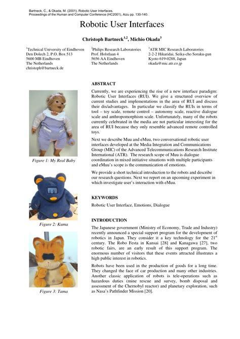 Pdf Robotic User Interfaces