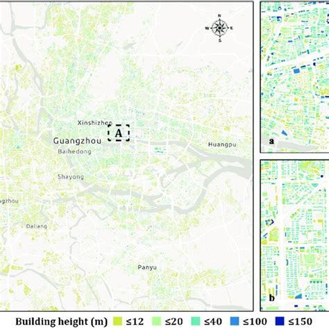 building footprints data with the height attribute panels a and b are