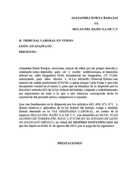 Demanda Laboral Por Despido Injustificado Y Embarazo Caso Alejandra H
