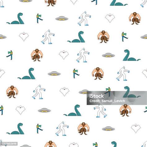 초자연적 인 픽셀 아트 패턴이 원활합니다 늑대 인간과 좀비 8 비트 배경 픽셀화 된 Ufo와 예티 네스 호 괴물과 유령 복고풍