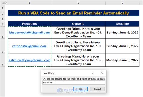 Send Reminder Email Automatically From An Excel Worksheet Using Vba