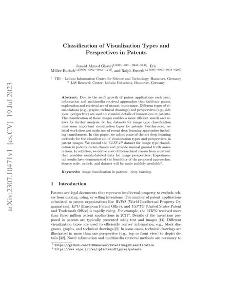 Classification Of Visualization Types And Perspectives In Patents Deepai