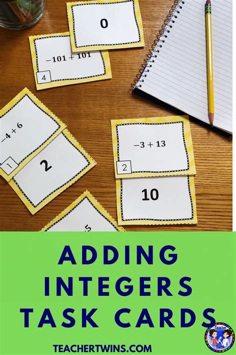 Adding Integers Digital And Printable Task Cards Integer Task Cards