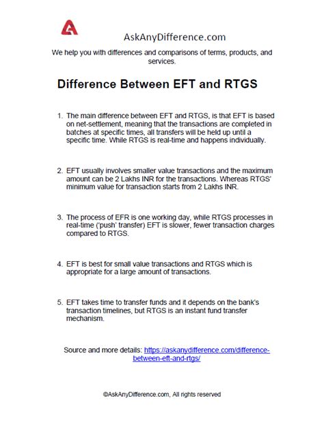 Difference Between Eft And Rtgs