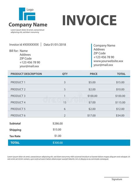 Creative Illustration Of Invoice Form Template For Your Billing Isolated On Transparent