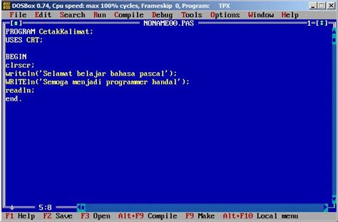 Kode Program PROGRAM PERTAMA PASCAL