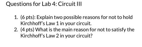 Solved Lab 4 Circuit 3 Kirchhoff S Laws Objective Toverify Chegg Com