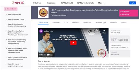 I Have Completed My First Nptel Course On Dsa In Python Without