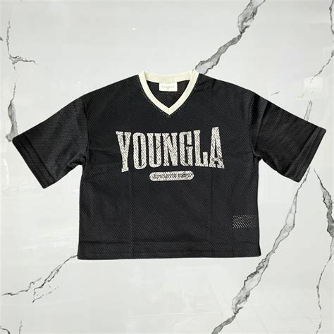 Youngla Varsity Football Cropped Black Jersey Urban Utility