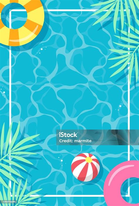 배너 카드 전단지 소셜 미디어 배경 화면 등을위한 수영장 일러스트레이션이있는 여름 벡터 배경 여름에 대한 스톡 벡터 아트 및 기타 이미지 Istock