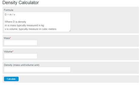 Density Calculator Calculator Academy Mass Volume
