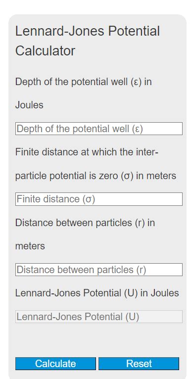 Lennard Jones Potential Calculator Calculator Academy