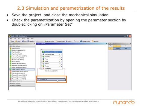 Ppt Sensitivty Analysis Optimization And Robust Design With Optislang And Ansys Workbench 12