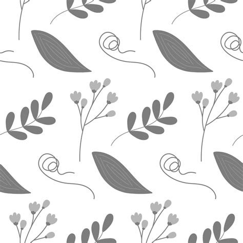 Premium Vector Seamless Pattern Of Spathiphyllum Leaf And Curled Branch With Flowering Twigs